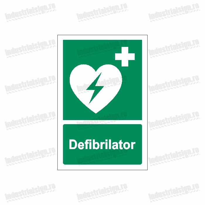 Semn Defibrilator- de avertizare, protectia muncii SSM